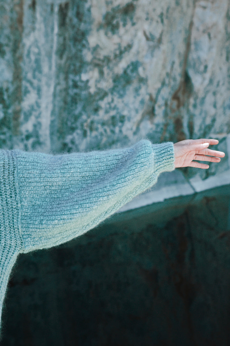 LUCIE Batwing Sweater in Ice Blue - Cruelty Free Mohair Wool | L'Envers