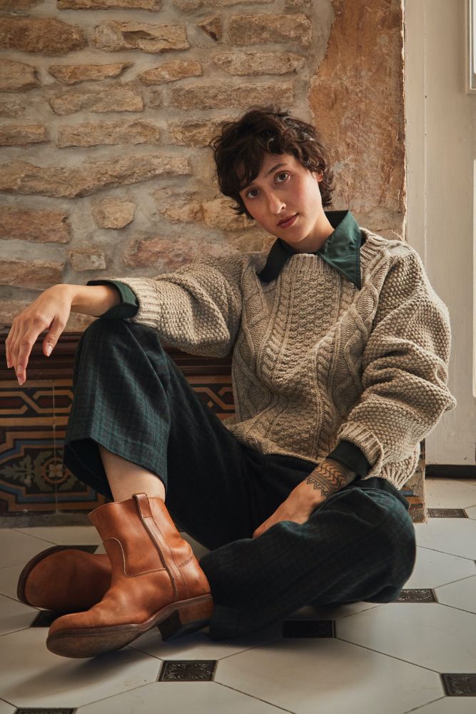 PAOLA Irish Cable Sweater in beige - 100% Cruelty Free Merino Wool - L ...