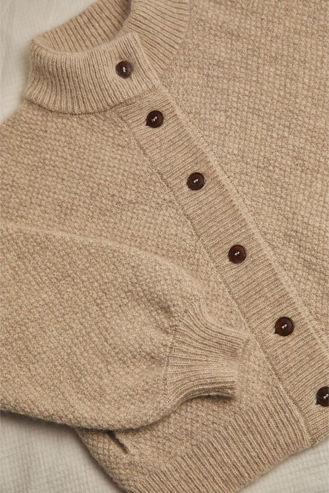 GEORGE High-Neck Cardigan Jacket in Light Beige - Natural Merino-Mohair ...