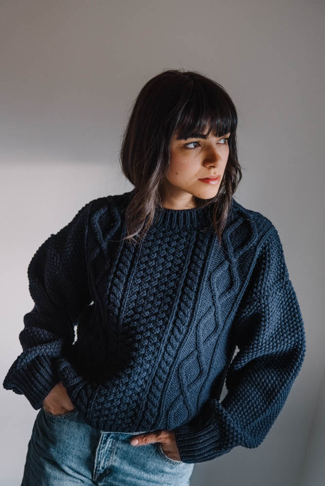 PAOLA Irish Cable Sweater - 100% Cruelty Free Merino Wool - L'Envers